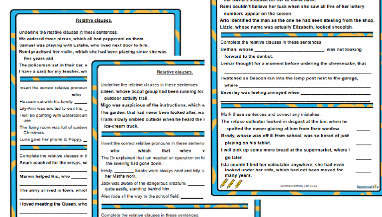 Years 5 and 6 Relative Clauses Bundle - Resourcefully