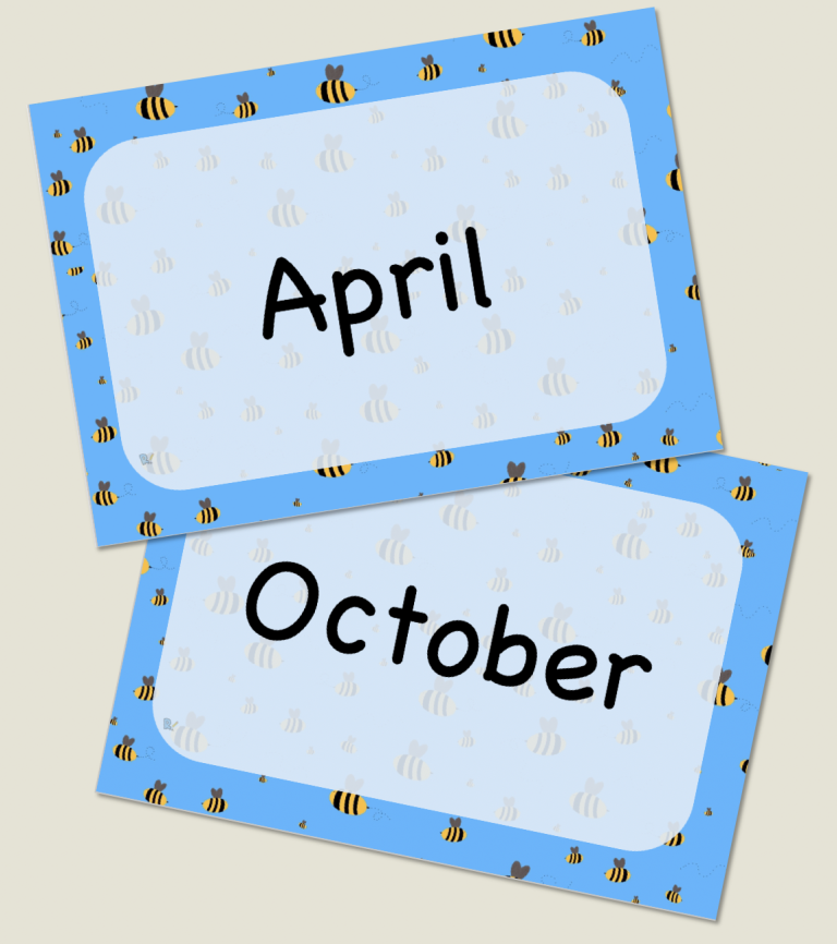 FREE Months of the Year Display Cards – Bees - Resourcefully